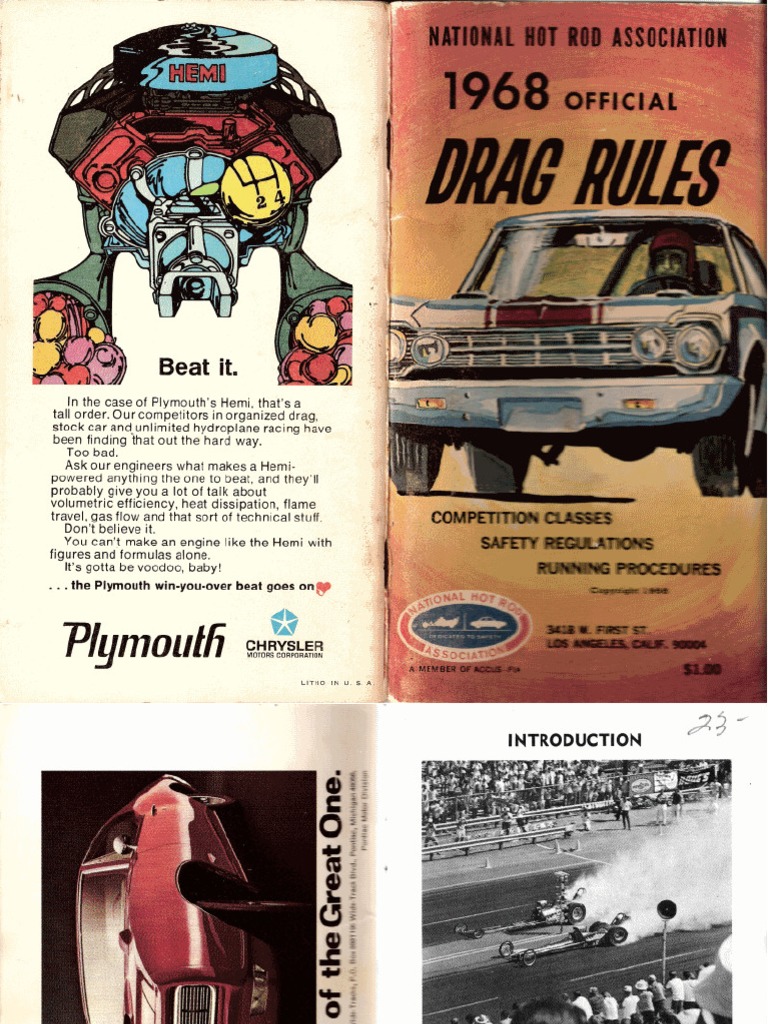 1968 NHRA Drag Rules | PDF