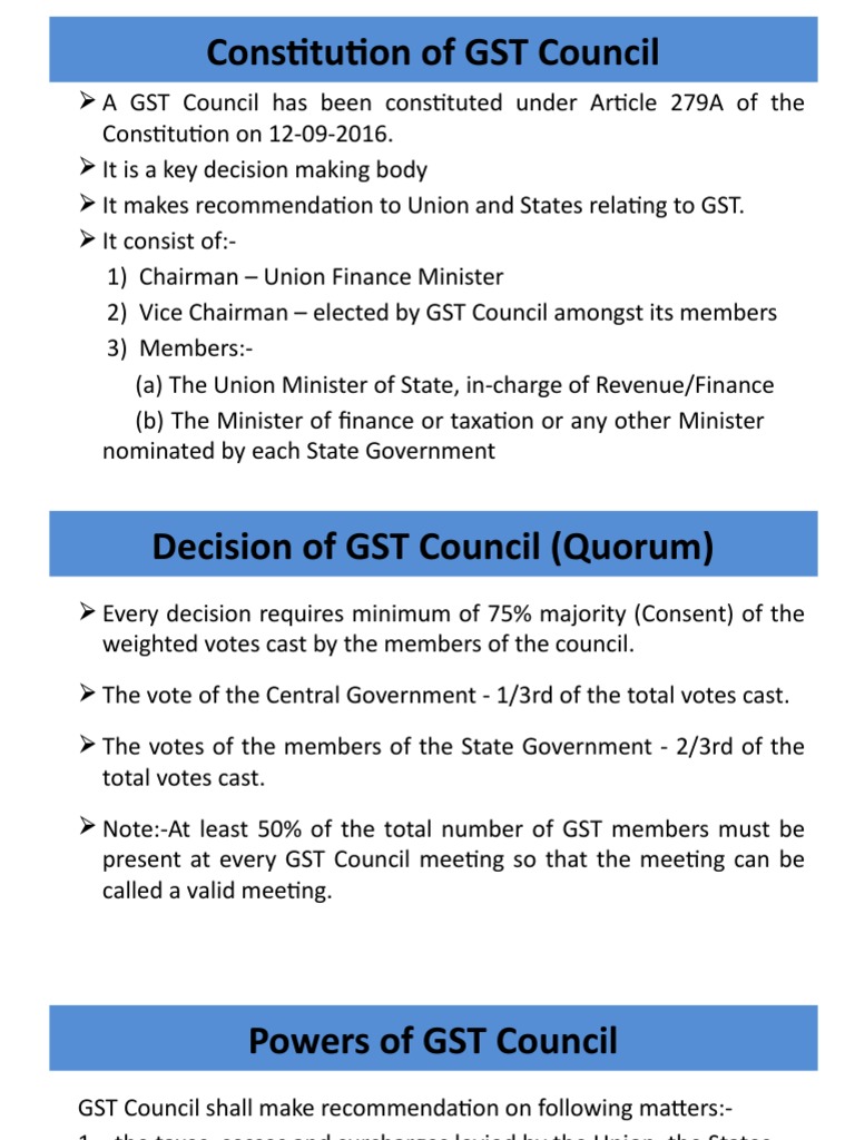GST Council Constitution and Functions | PDF | Economies | Governance
