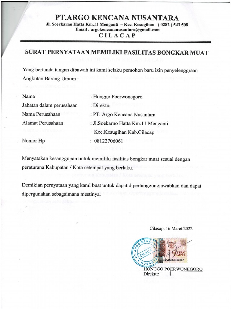 Tersedianya Fasilitas Bongkar Muat | PDF