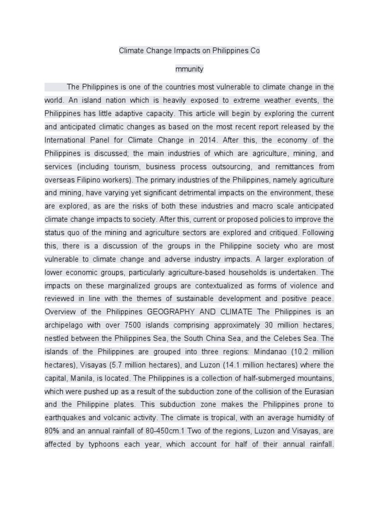 Climate Change Impacts On Philippines Co | PDF | Climate Change ...
