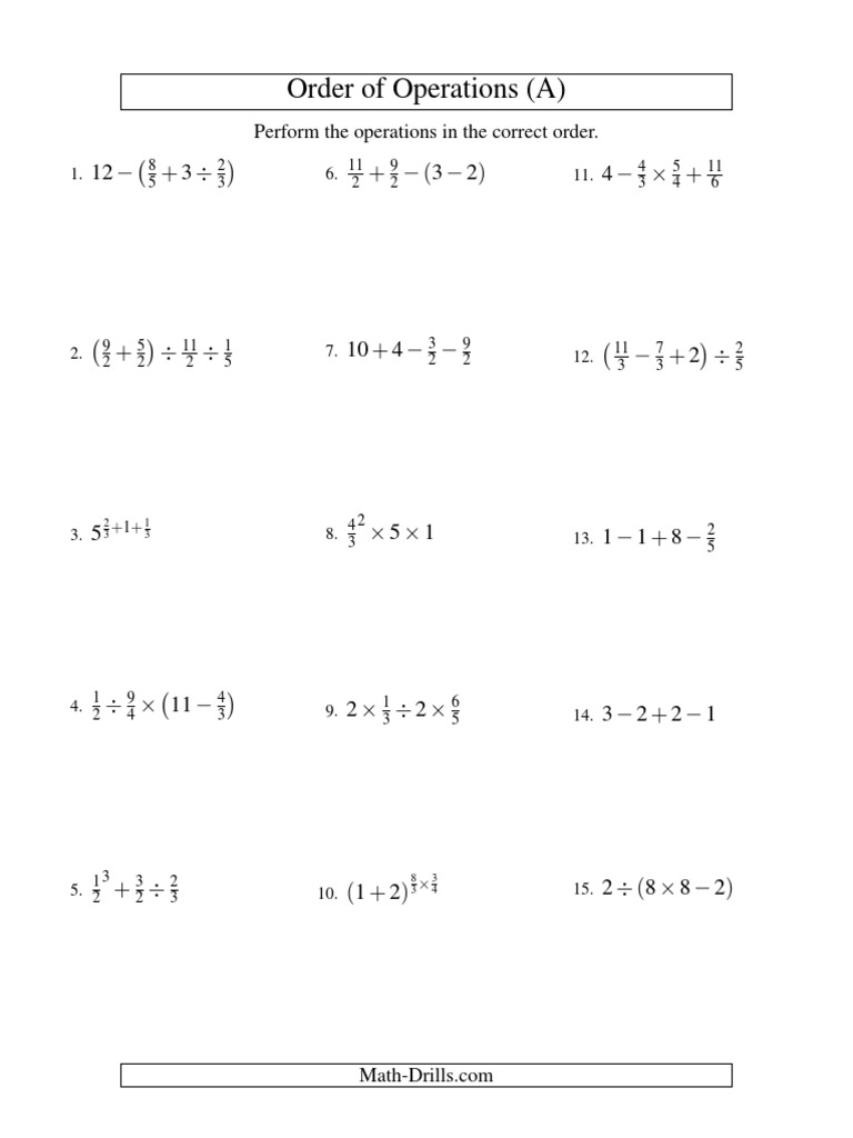 BODMAS With Fractions | PDF