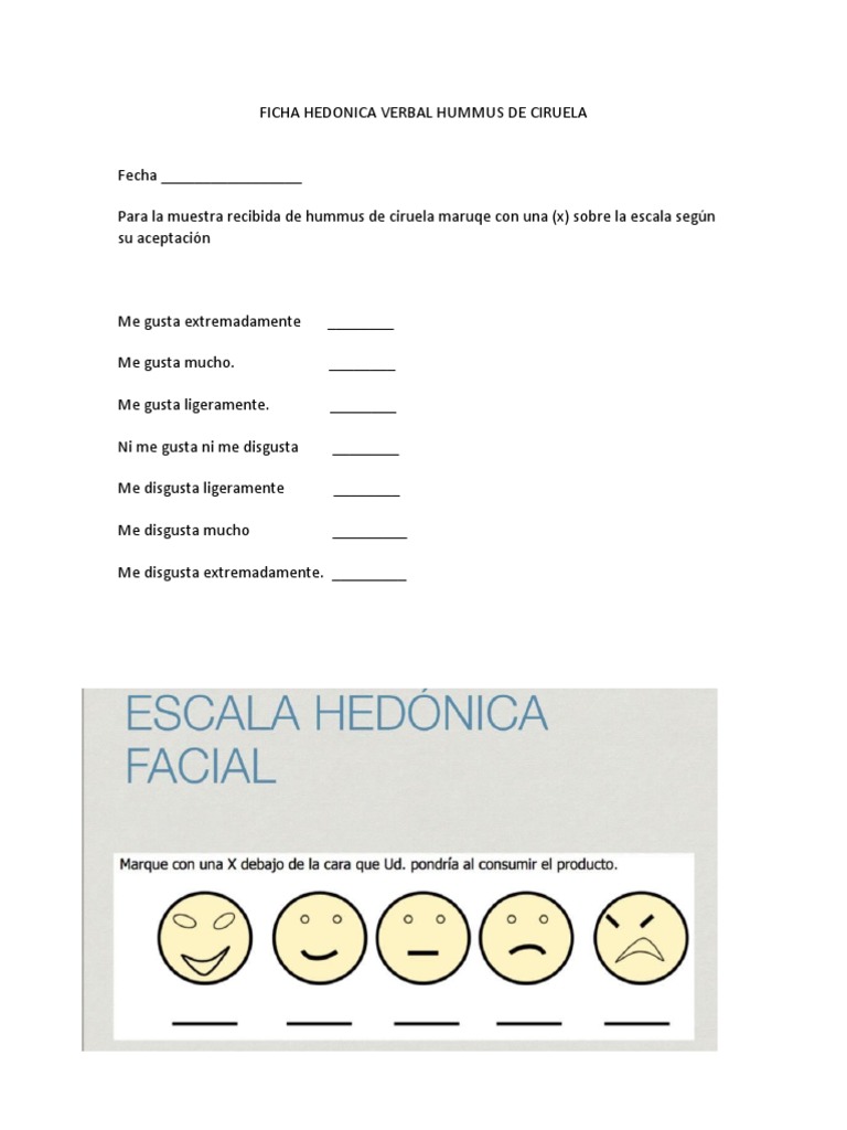 Ficha Hedónica para Hummus | PDF