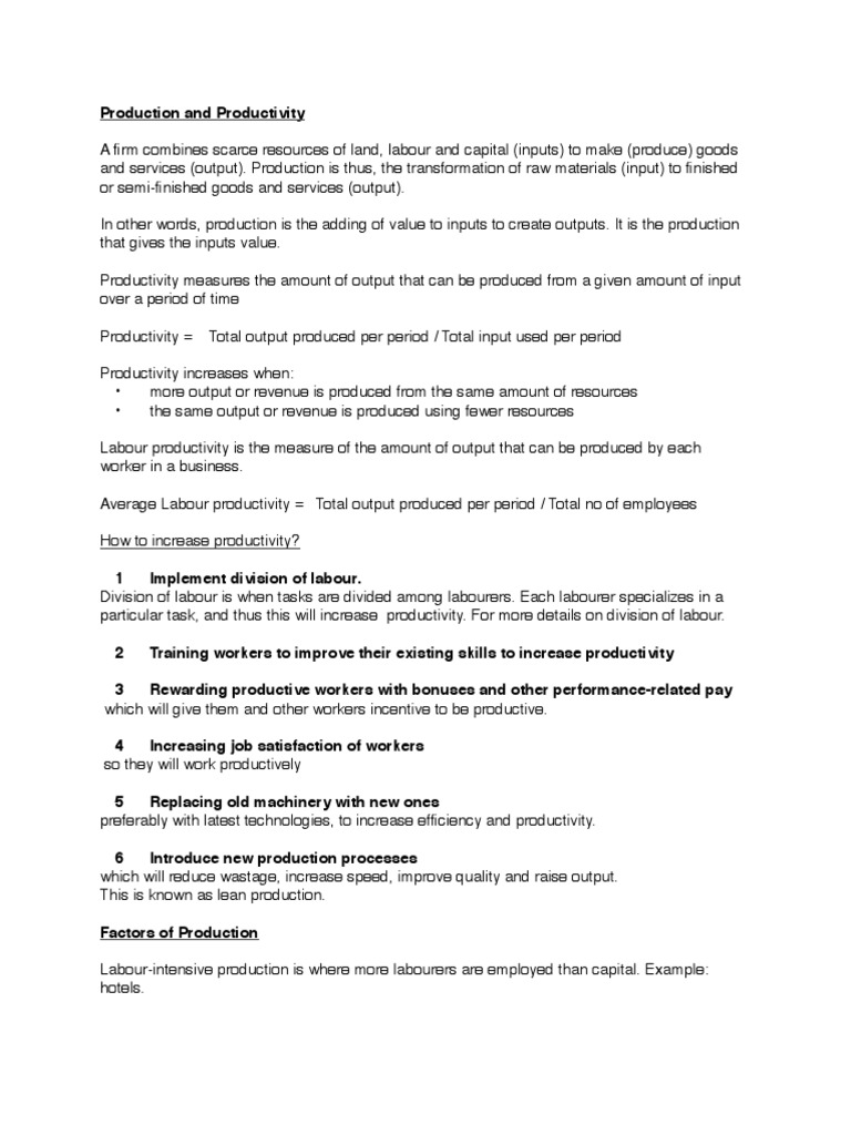 Organisation of Production | PDF