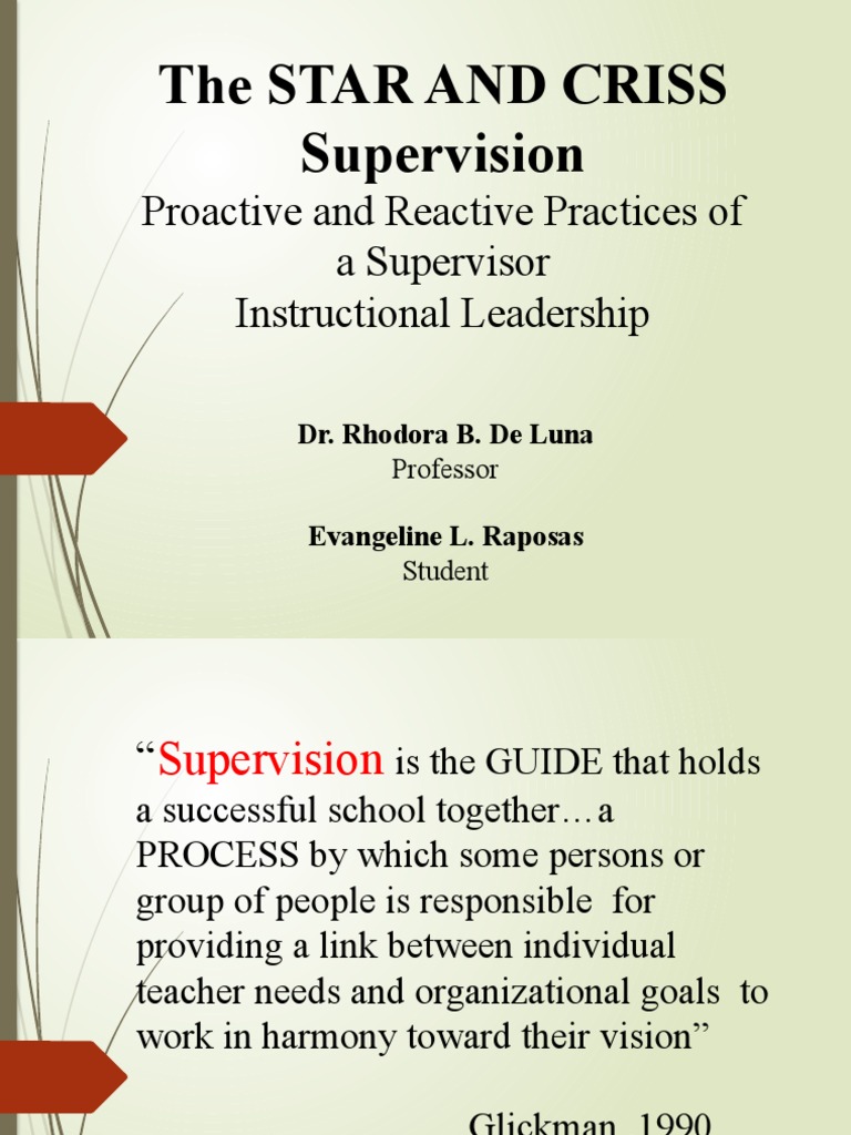 The Star and Criss Supervision: Proactive and Reactive Practices of A ...