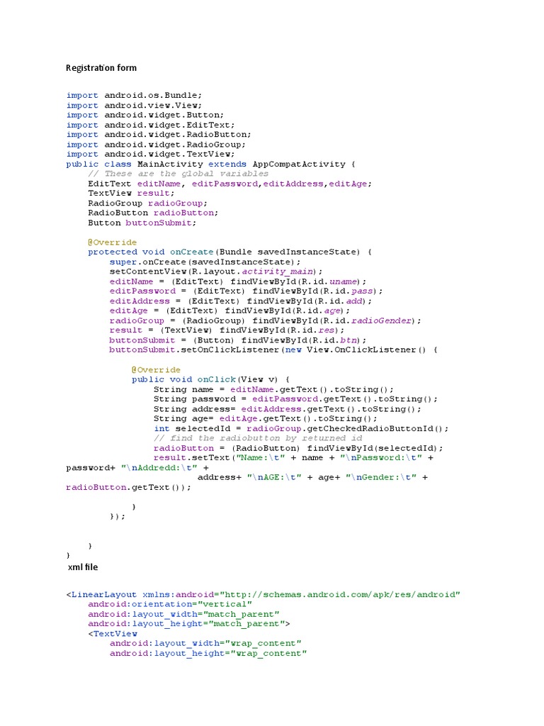 Registration Form: Import Import Import Import Import Import Import ...