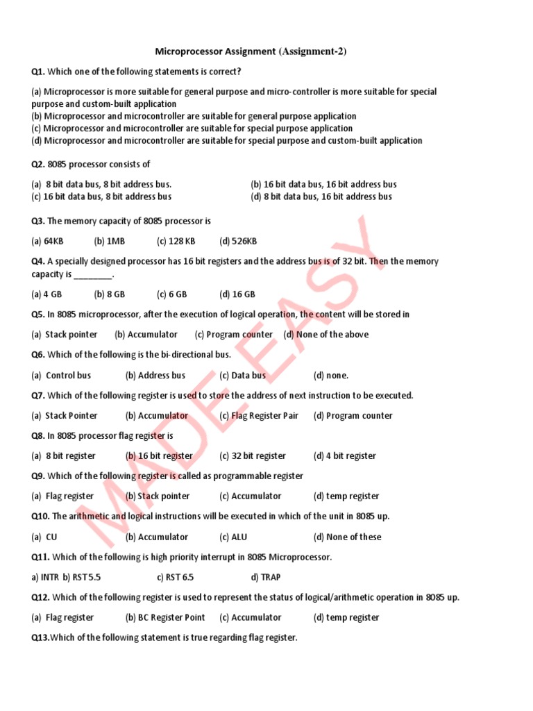 Microprocessor Assignment (Assignment-2) | PDF | Central Processing ...