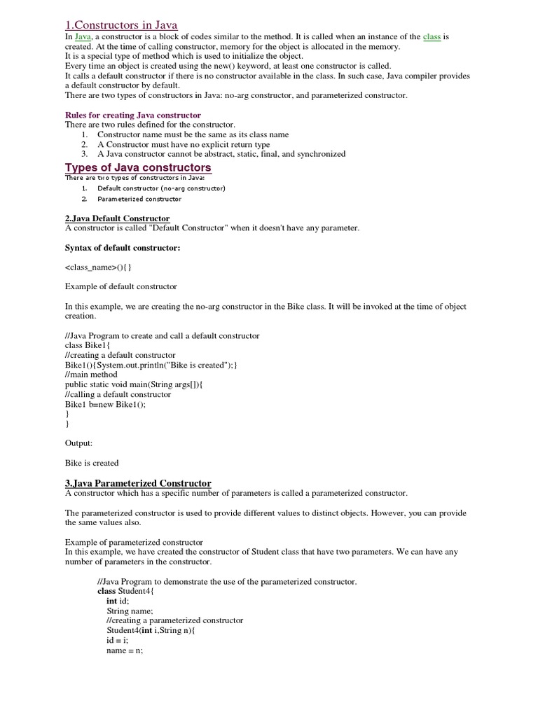 Constructors in Java: Understanding the Fundamentals of Object Initialization | PDF ...