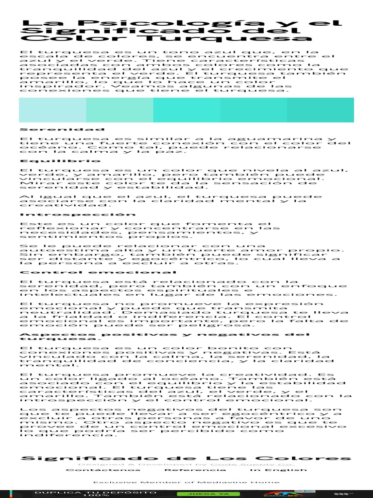 La Psicología y El Significado Del Color Turquesa | PDF