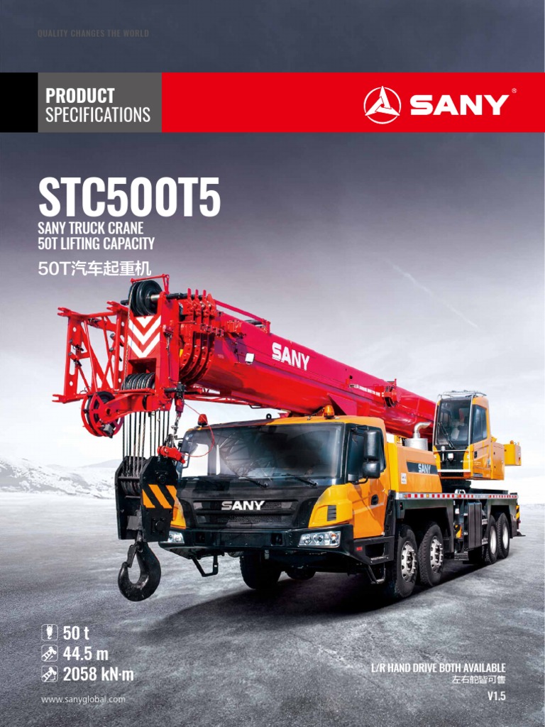 Sany Crane Brochure STC500T5 175106 | PDF | Crane (Machine ...