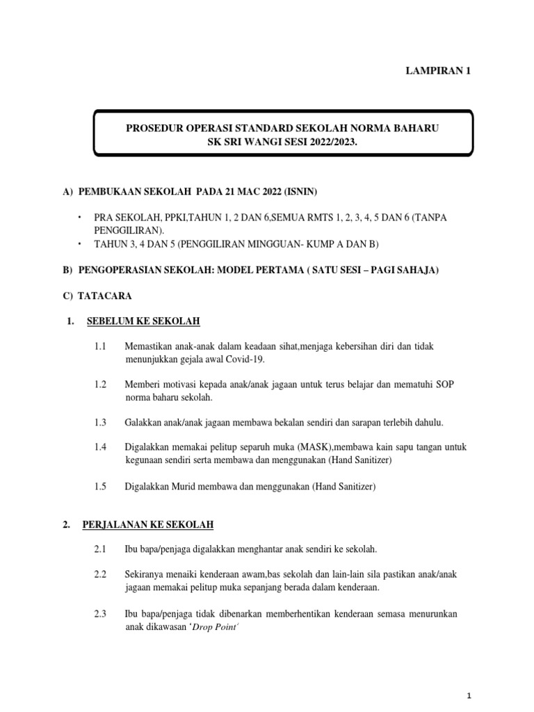 Lampiran 1 (Sop) 2022.2023 | PDF