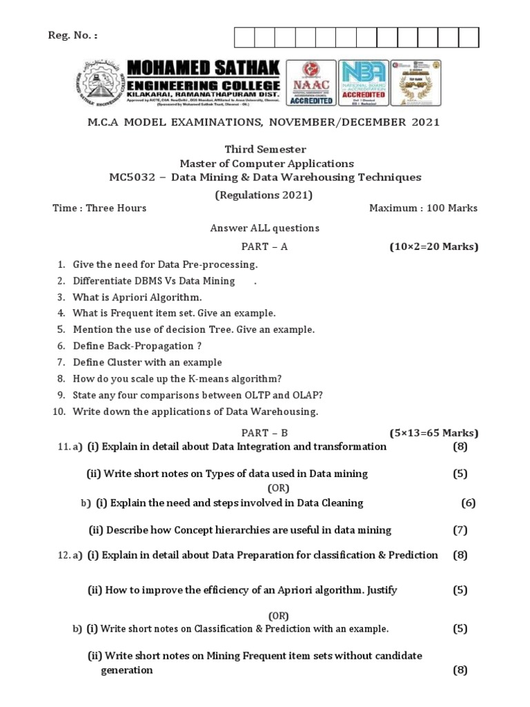 MC5032 - DMDW | PDF | Data Warehouse | Data Mining