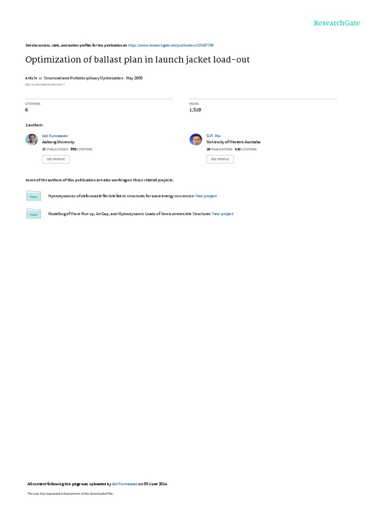 Optimization of Ballast Plan in Launch Jacket Load-Out: Structural and ...