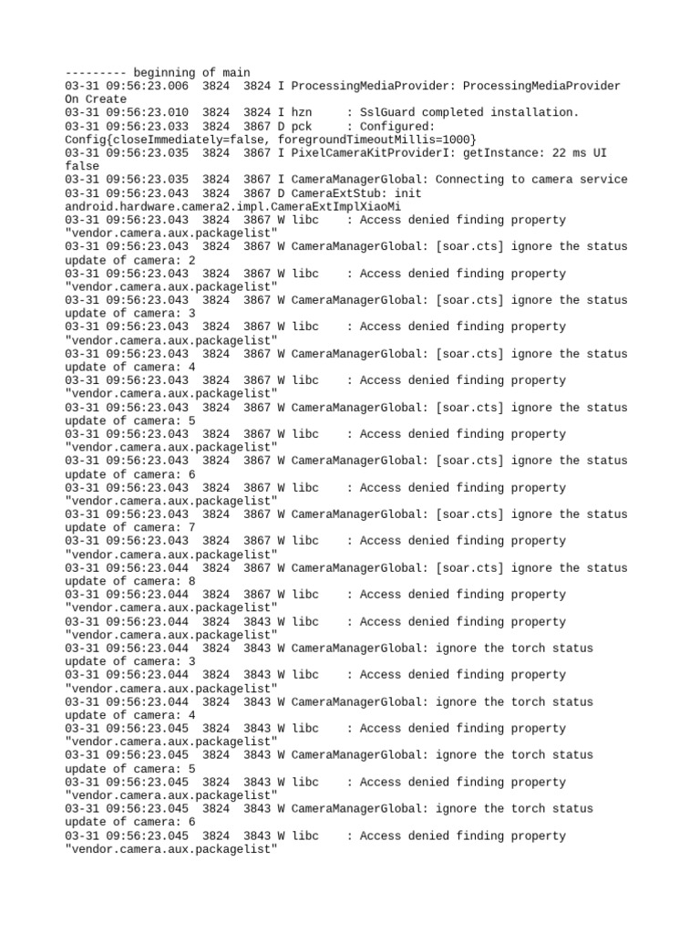 Camera Initialization Log Analysis | PDF | Java (Programming Language ...
