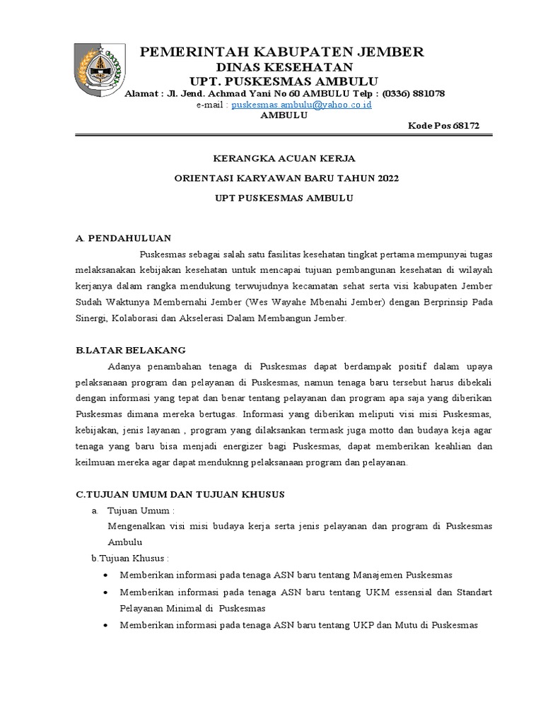 KAK Orientasi 2022 | PDF