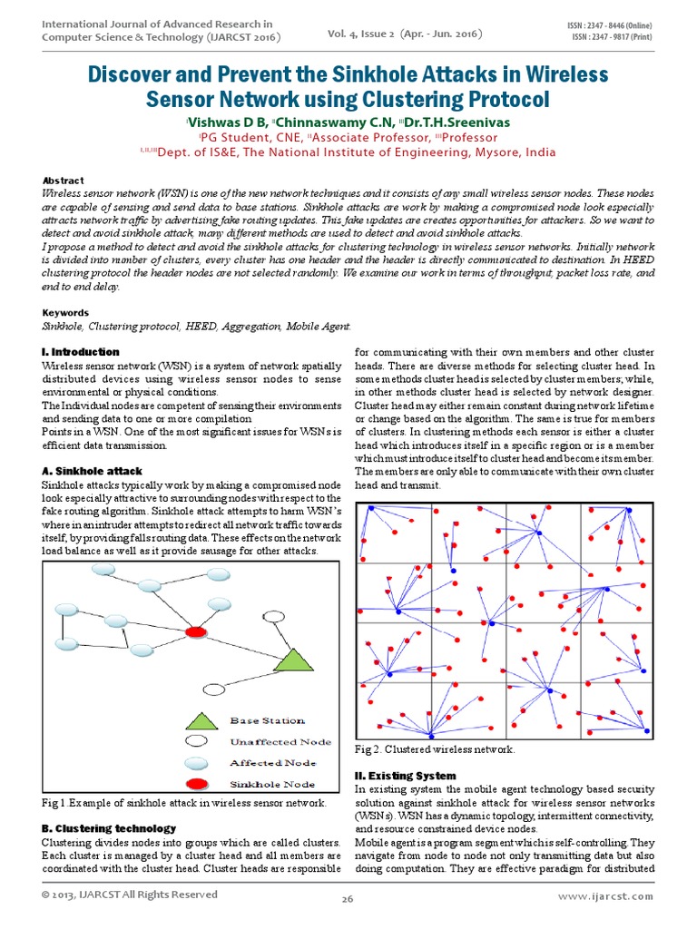 Discover and Prevent The Sinkhole Attacks in Wireless Sensor Network Using Clustering Protocol ...