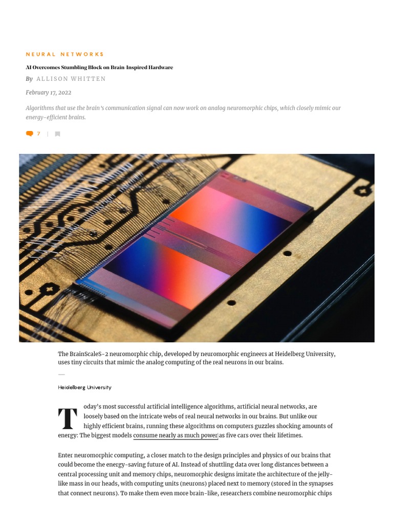AI Overcomes Stumbling Block on Brain-Inspired Hardware: Researchers Demonstrate that Spiking ...