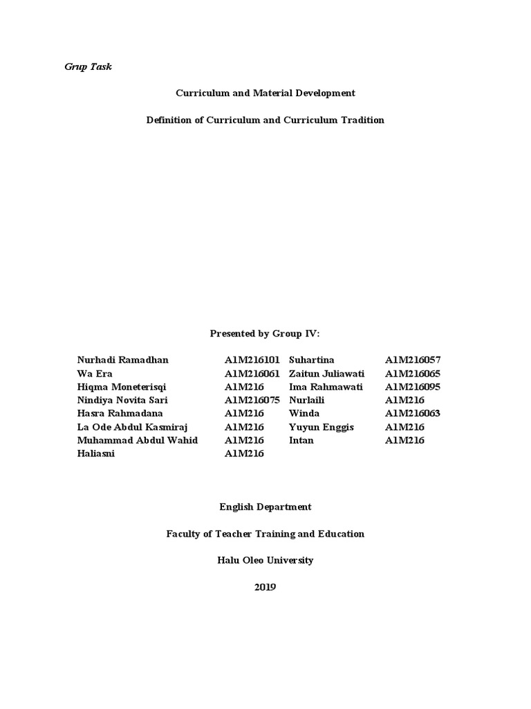 Definition & Curriculum Tradition | PDF | Curriculum | Teachers