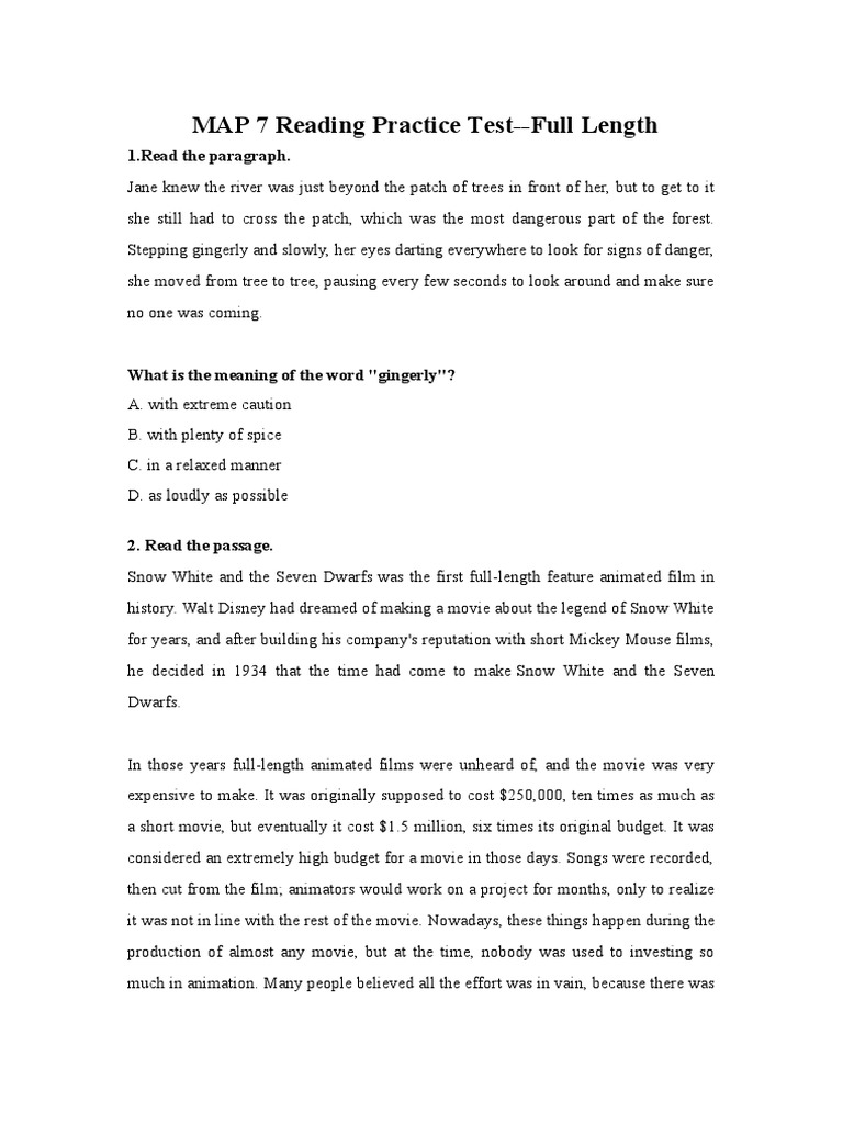 MAP 7 Reading Practice Test-Full Length | Download Free PDF ...