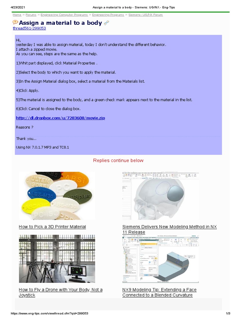 Assign A Material To A Body - Siemens - UG - NX - Eng-Tips | PDF ...