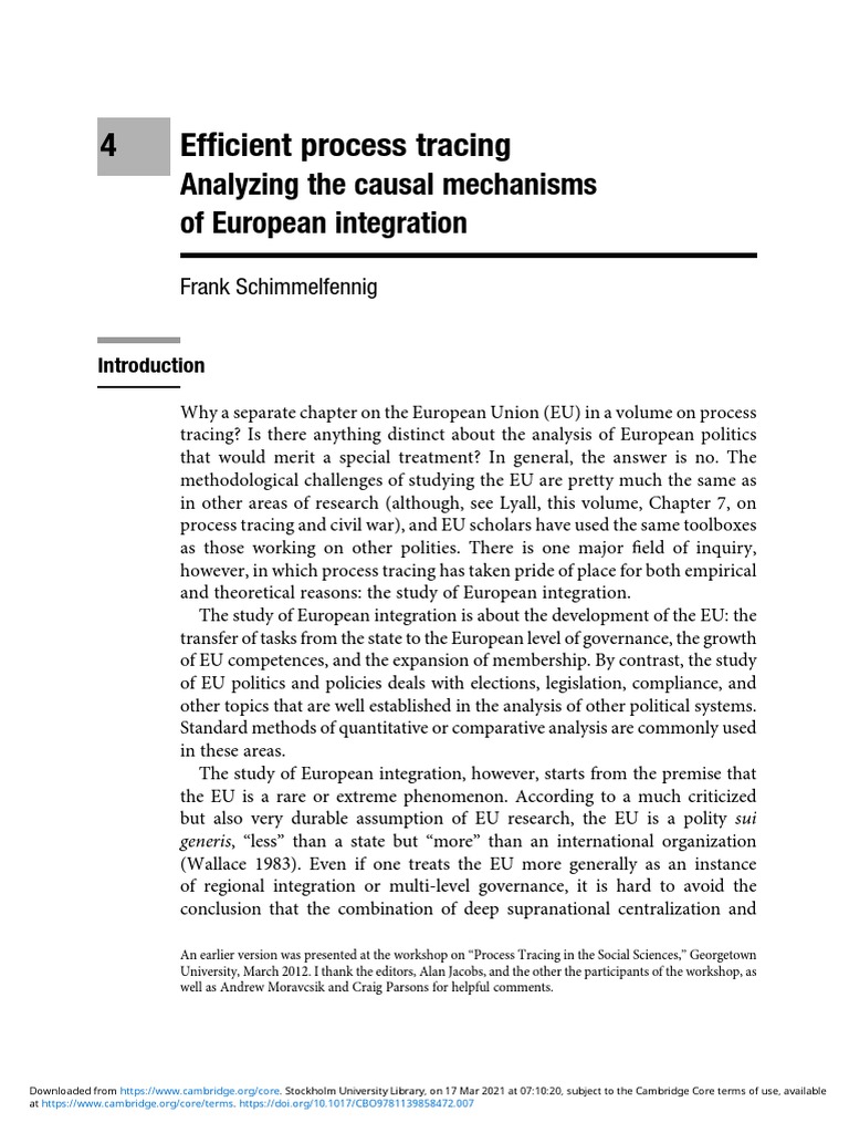 4 Efficient Process Tracing: Analyzing The Causal Mechanisms of European Integration | PDF ...