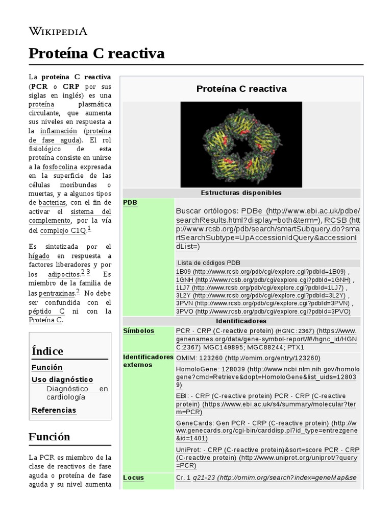 Proteína C Reactiva | PDF | Proteína C-reactiva | Especialidades Medicas