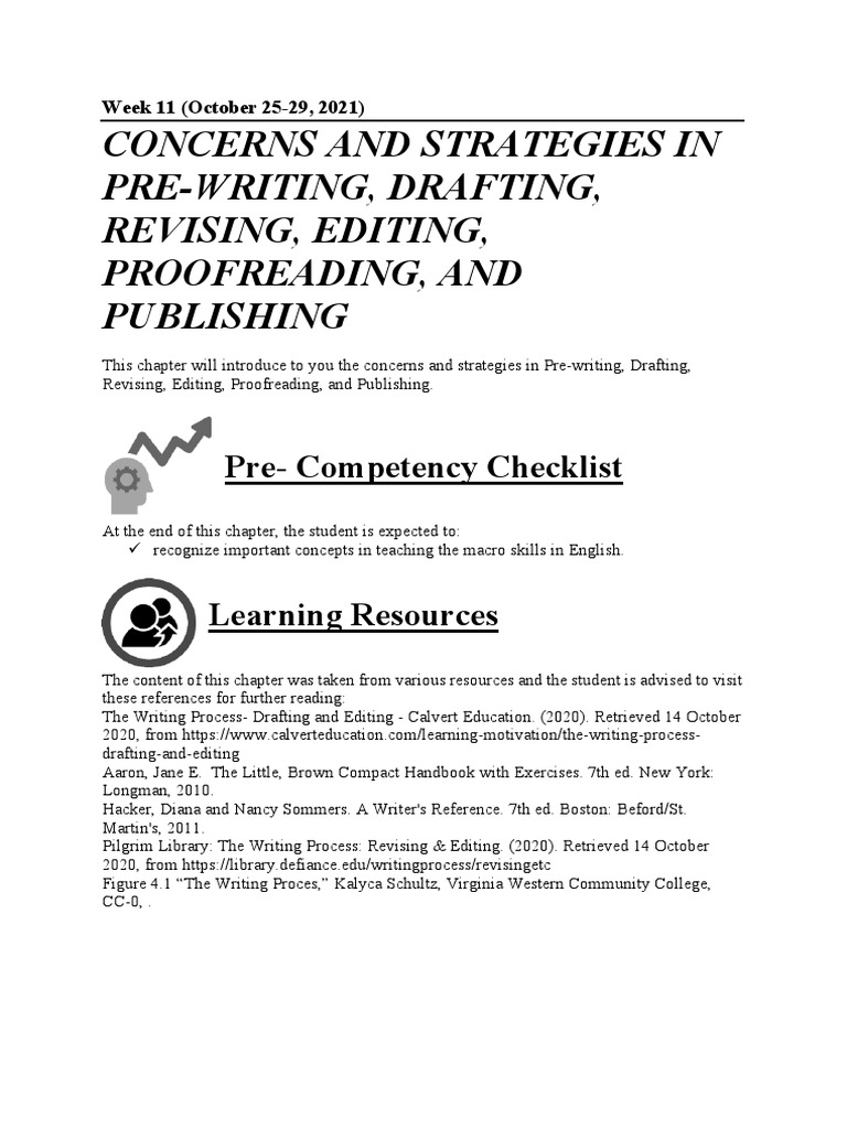 Concerns and Strategies in Pre-Writing, Drafting, Revising, Editing ...