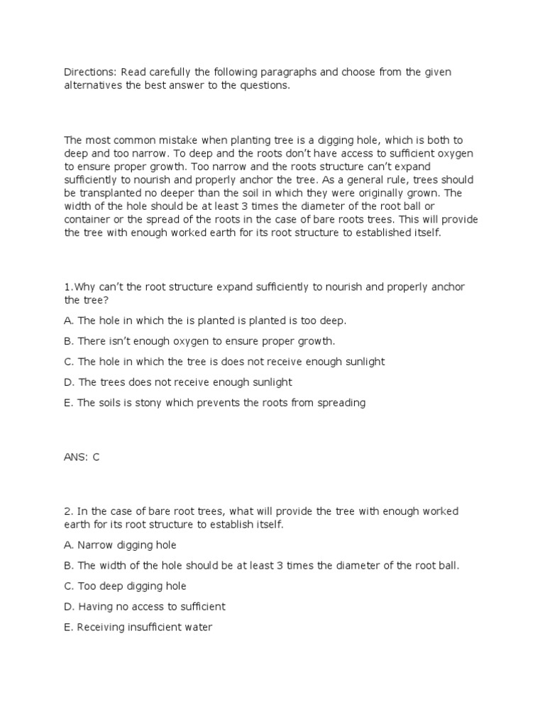 Reading Comprehension Part 1 | PDF | Trees | Root