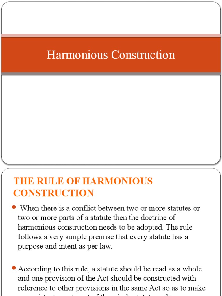 Harmonious Construction | PDF | Ethical Principles | Sources Of Law