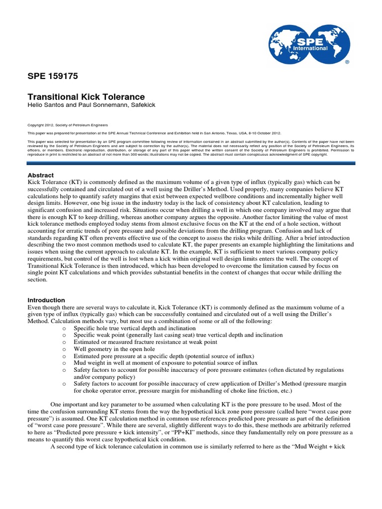 Kick Tolerance Paper 3 | PDF | Risk | Pressure