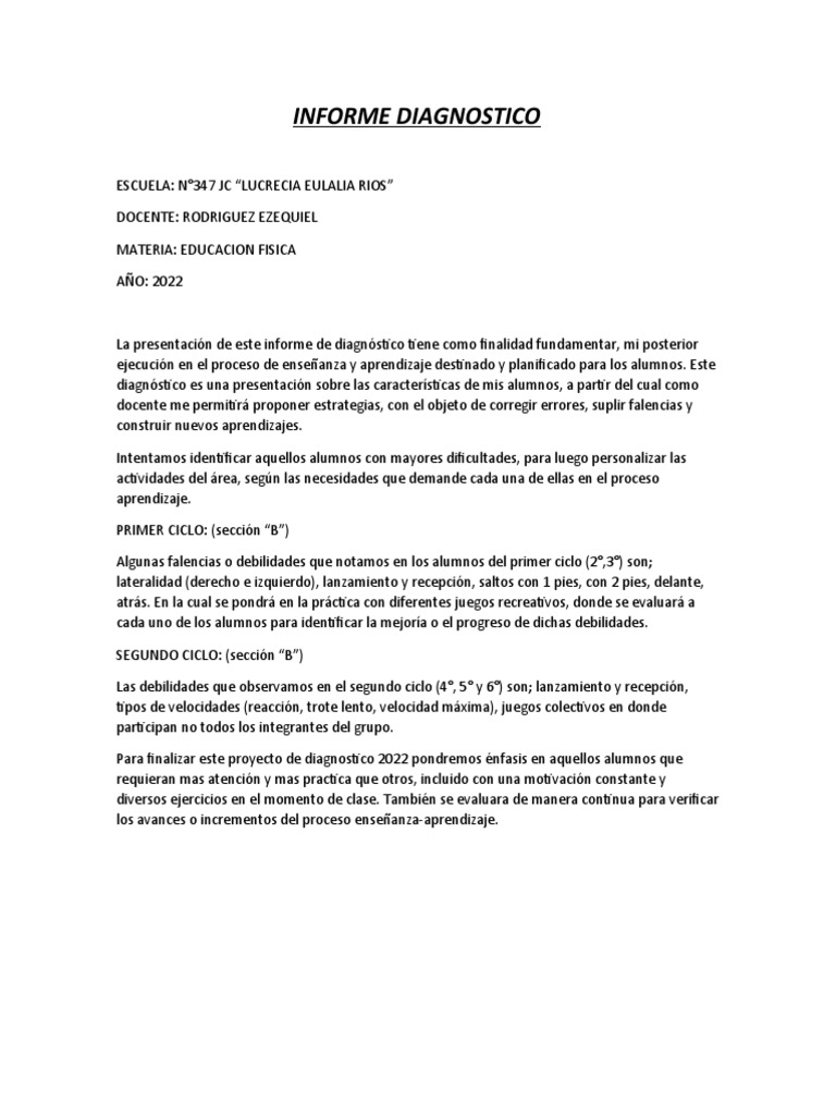 INFORME DIAGNOSTICO Puma-1 | PDF