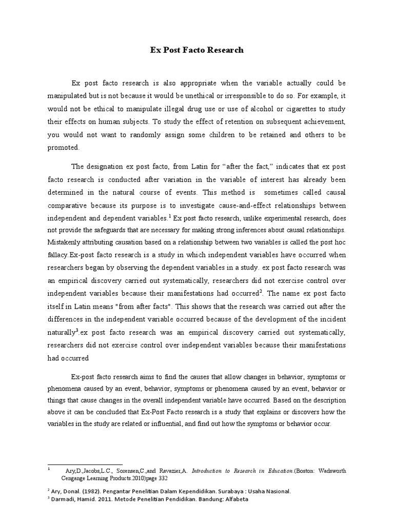 Ex Post Facto Research | Download Free PDF | Analysis Of Covariance ...