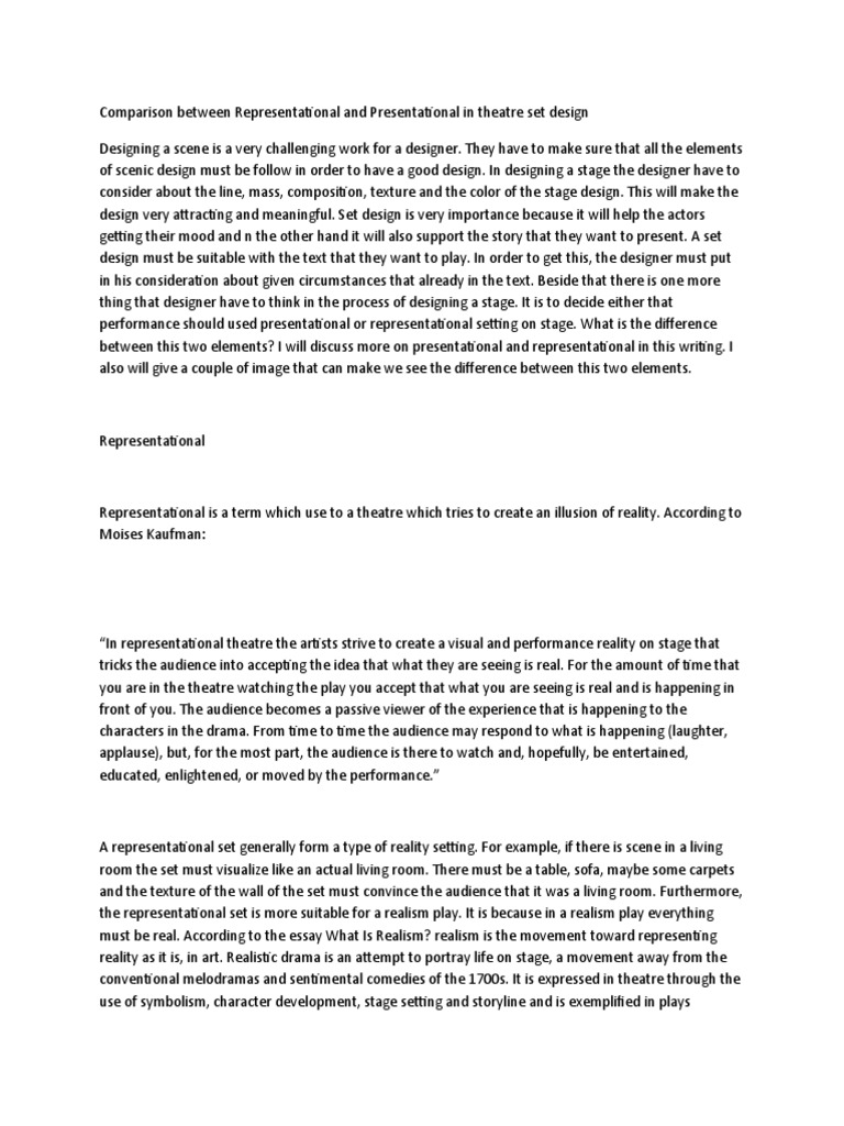 Comparison Between Representational and Presentational in Theatre Set ...