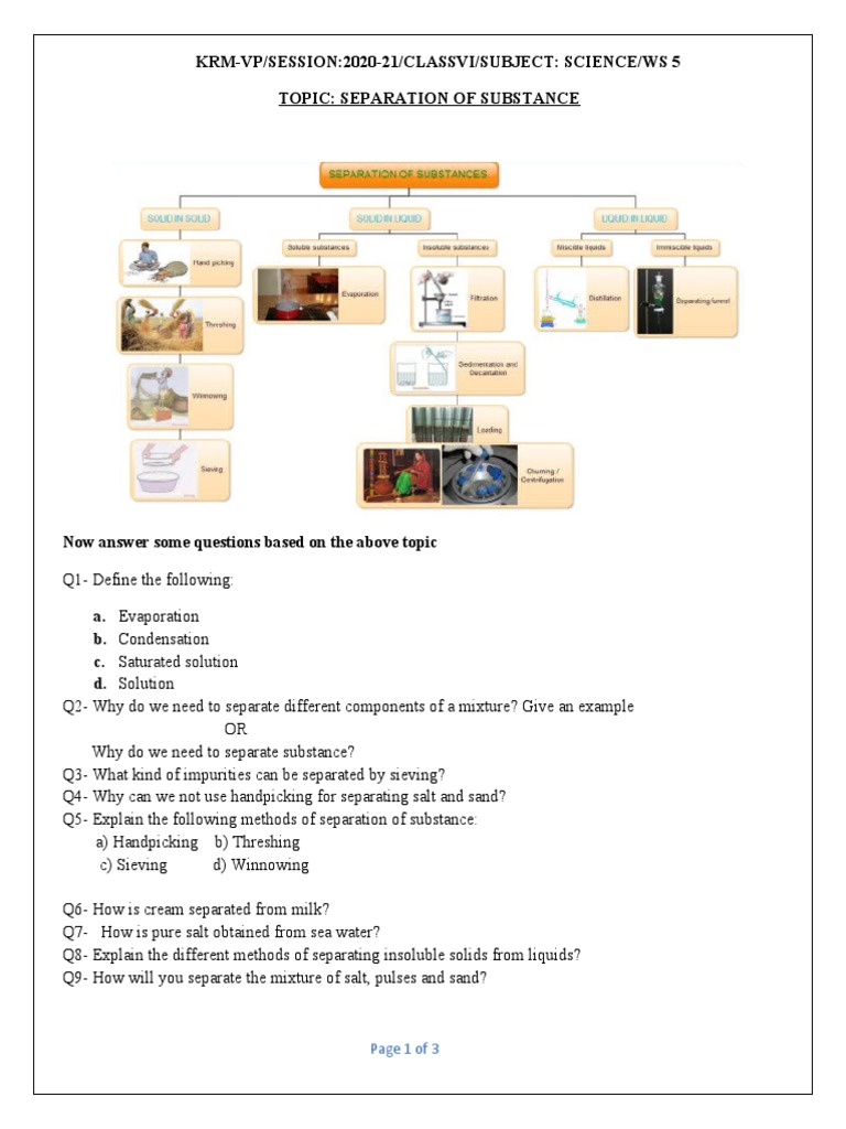 Class 6 SEPARATION OF SUBSTANCE L-5 | PDF | Filtration | Solubility