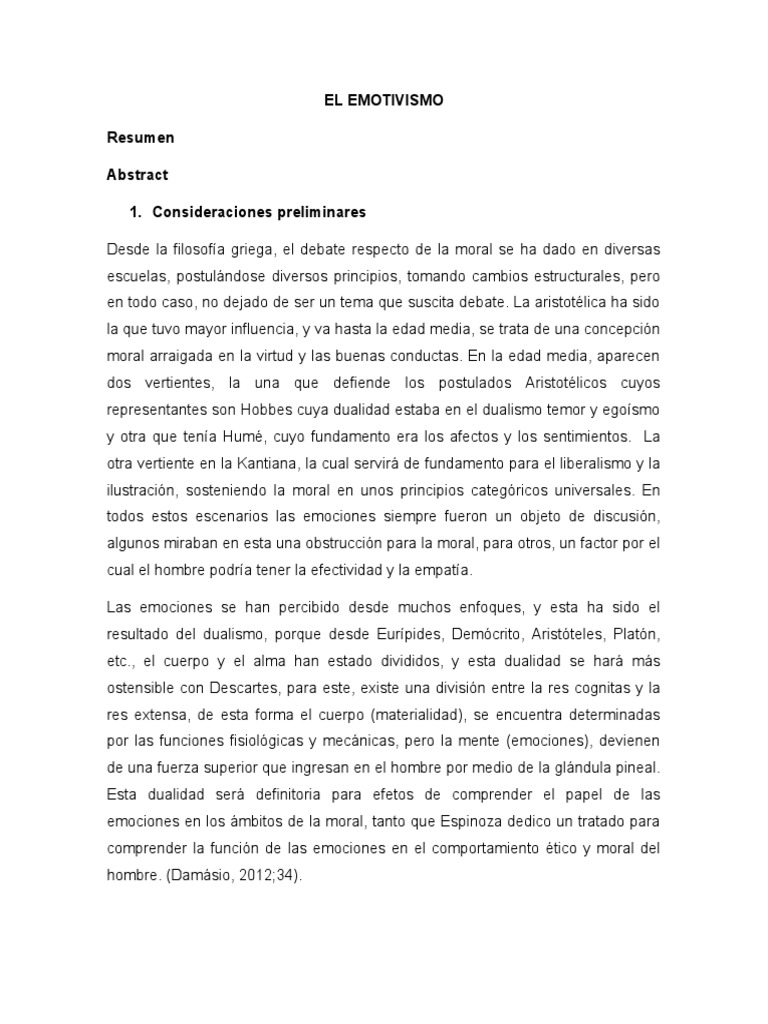 El Emotivismo | PDF | David Hume | Moralidad