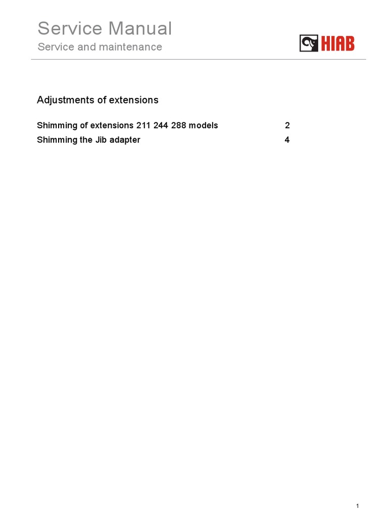 Adjustment of Extensions HIAB | PDF | Tools | Manufactured Goods