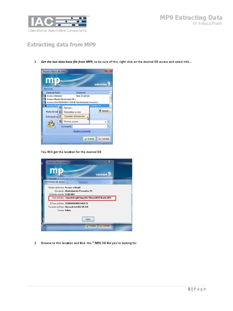 Extracting MP9 Data | PDF