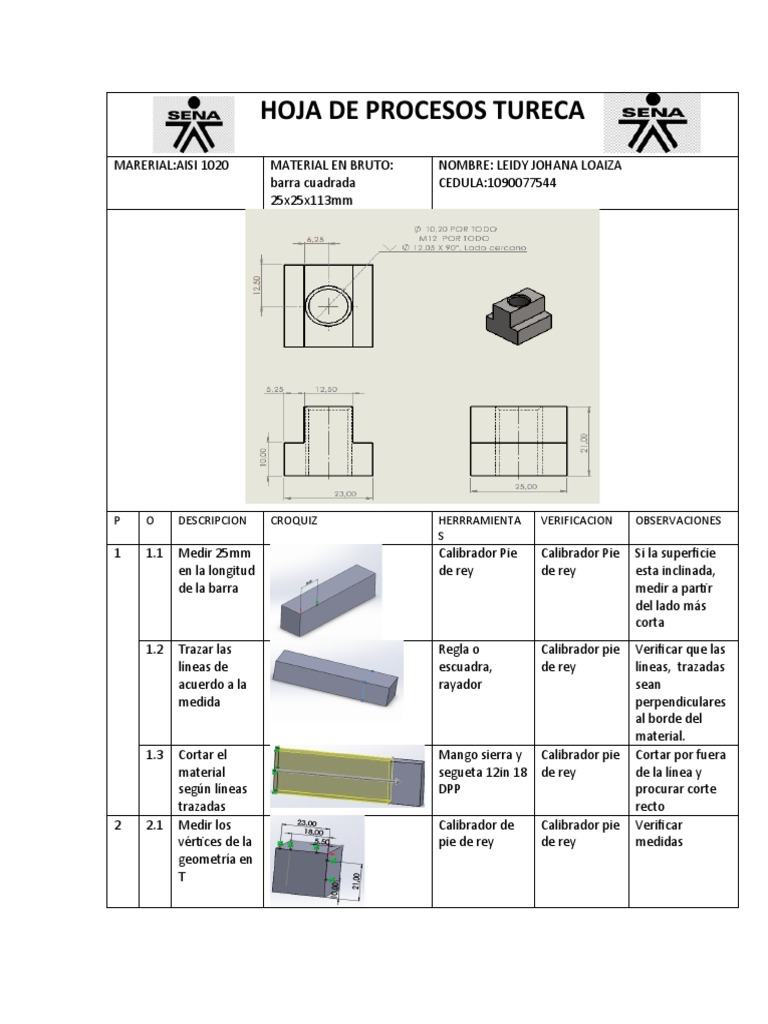 HOJA DE PROCESOS TURECA Leidy Loaiza 17 | PDF | Perforar | Bienes ...