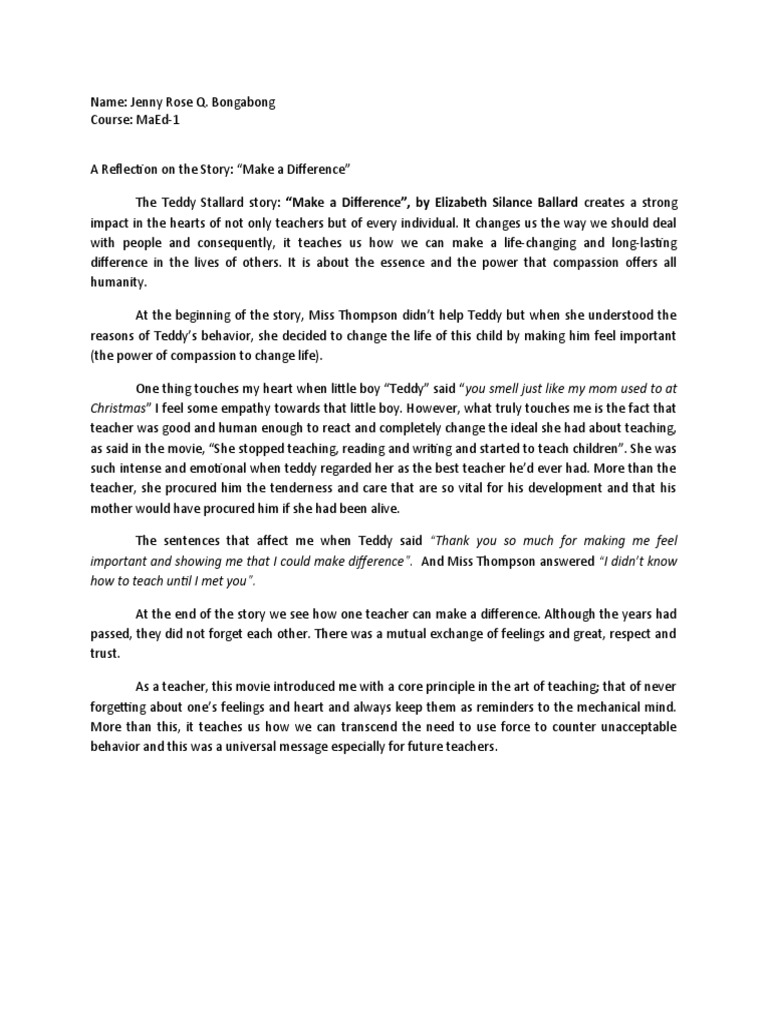 Reflection of The Story | PDF | Self-Improvement | Science & Mathematics
