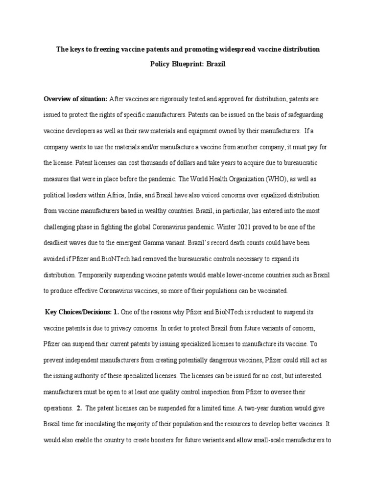 Policy Blueprint - Brazil | PDF | Vaccines | Pfizer