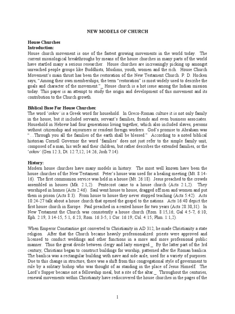 New Models of Church House Churches | PDF | House Church | Christian ...