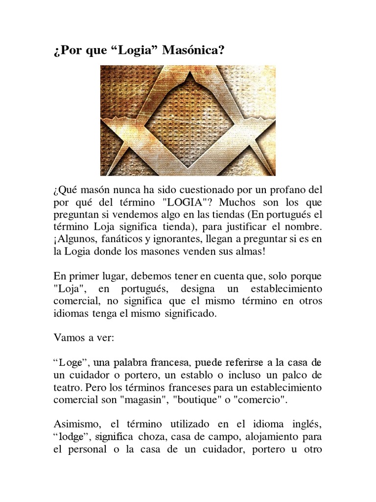 1 - Por que Logia Masónica | PDF | Masonería | Logia masónica