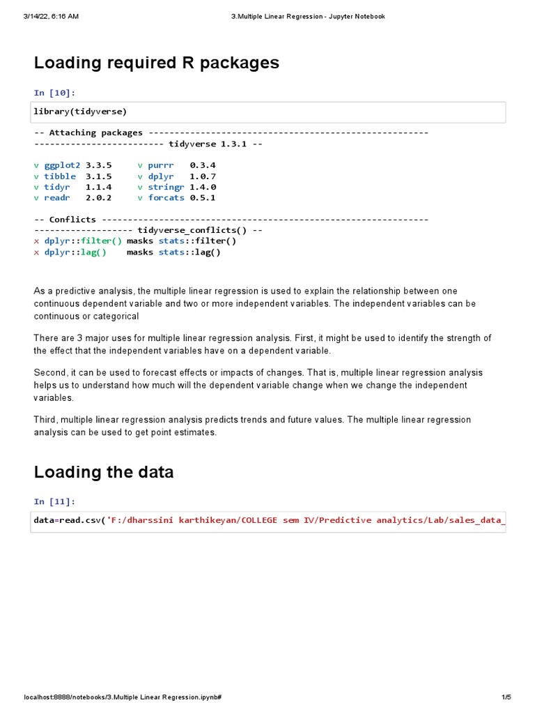 3.multiple Linear Regression - Jupyter Notebook | PDF | Coefficient Of Determination | Errors ...