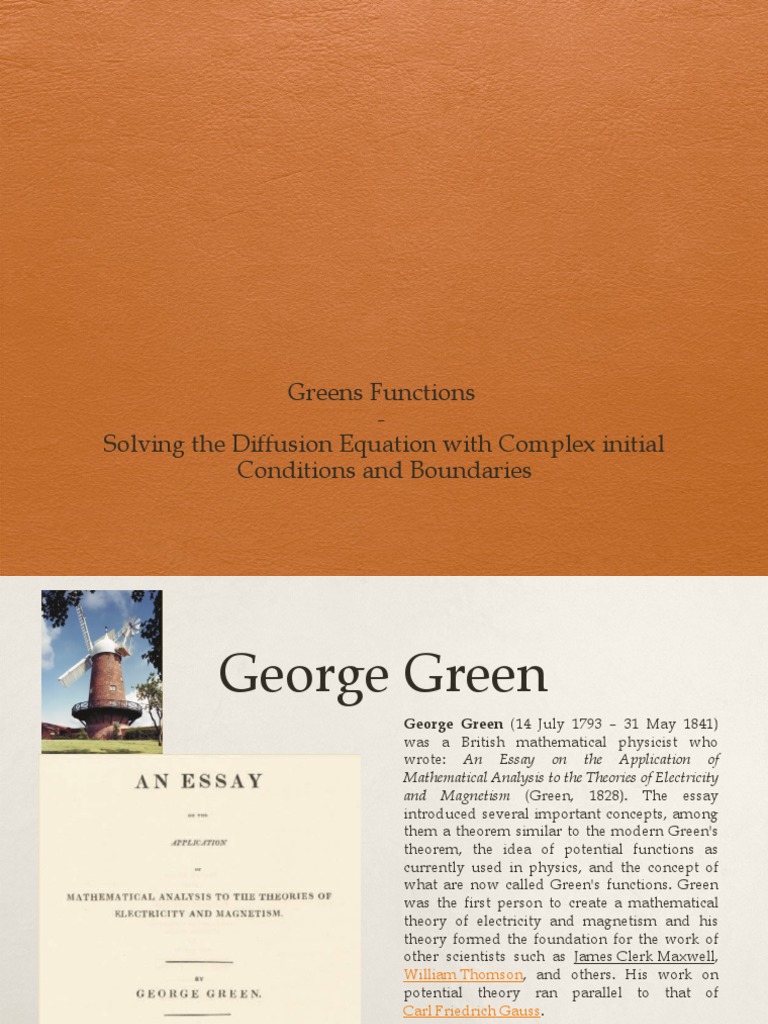 Greens Functions - Solving The Diffusion Equation With Complex Initial ...