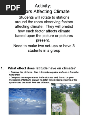 Factors Affecting Climate Worksheet Activity 2 Study The Following