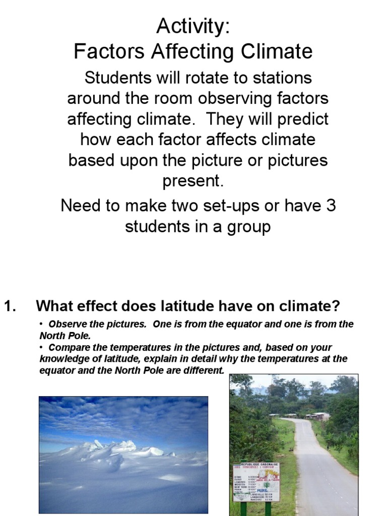 Factors Influencing Climate: Student Activity | PDF | Climate | Equator