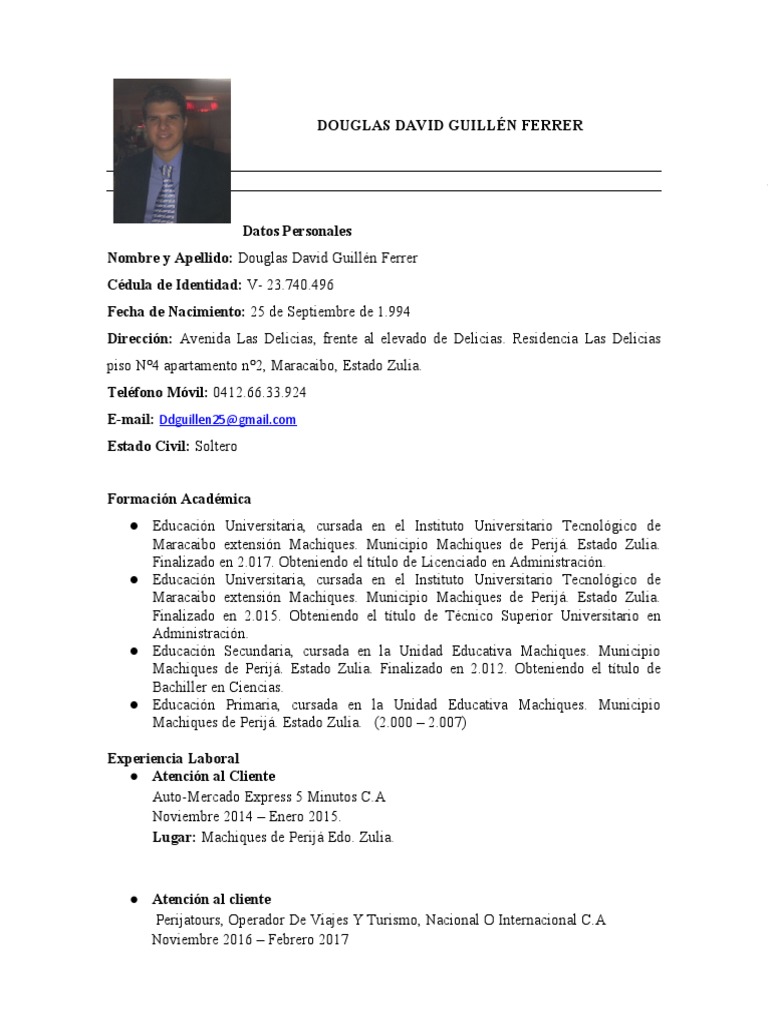 Curriculum Douglas Guillen | PDF