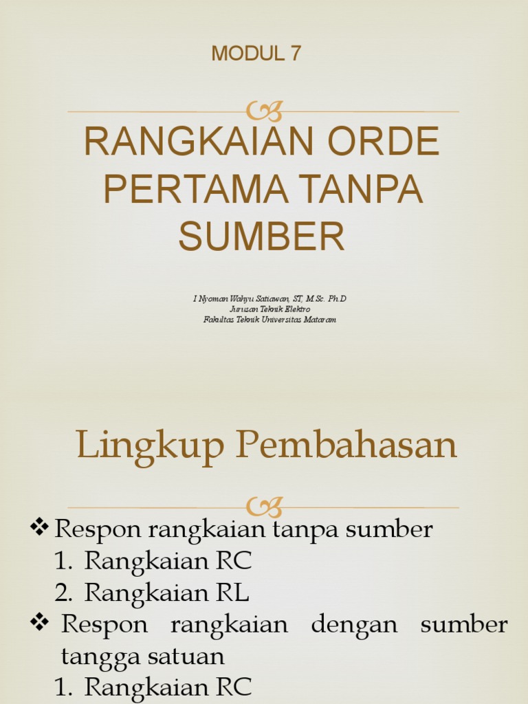 ANalisa Rangkaian Orde Pertama Tanpa Sumber | PDF | Metode & Bahan Ajar