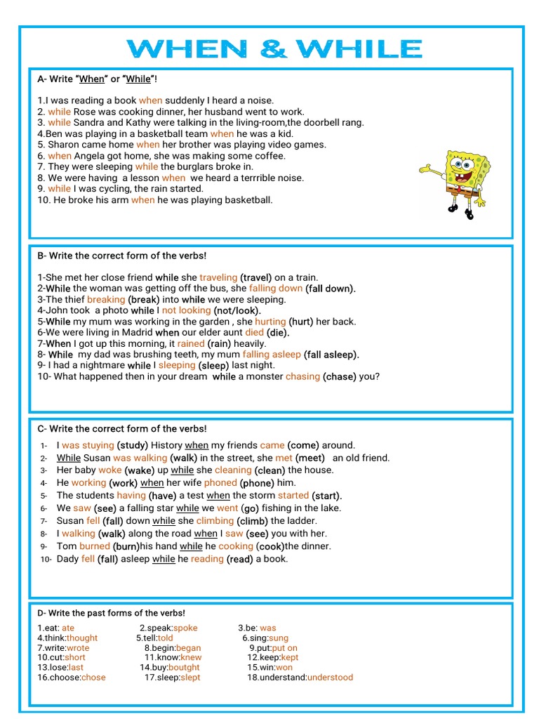 When While Exercise Including Answer Key Grammar Guides - 129487 | PDF