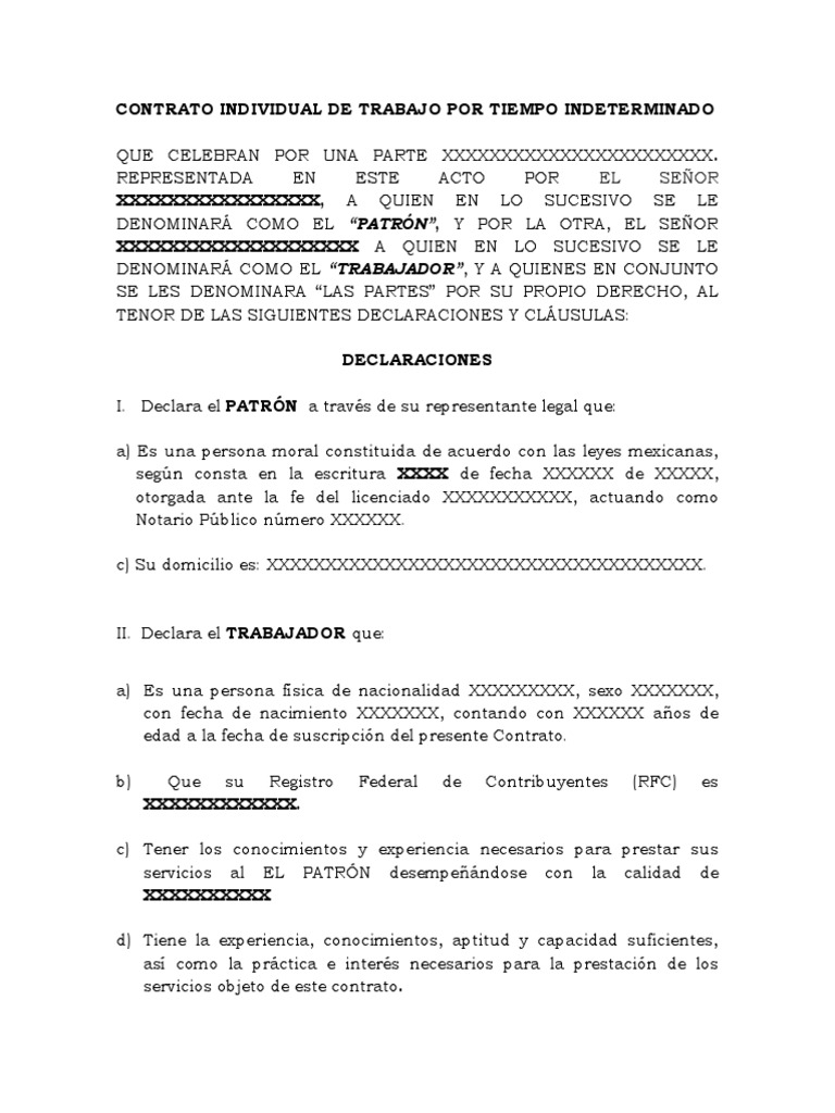 Ejemplo de Contrato Laboral | PDF | Salario | Tiempo de trabajo