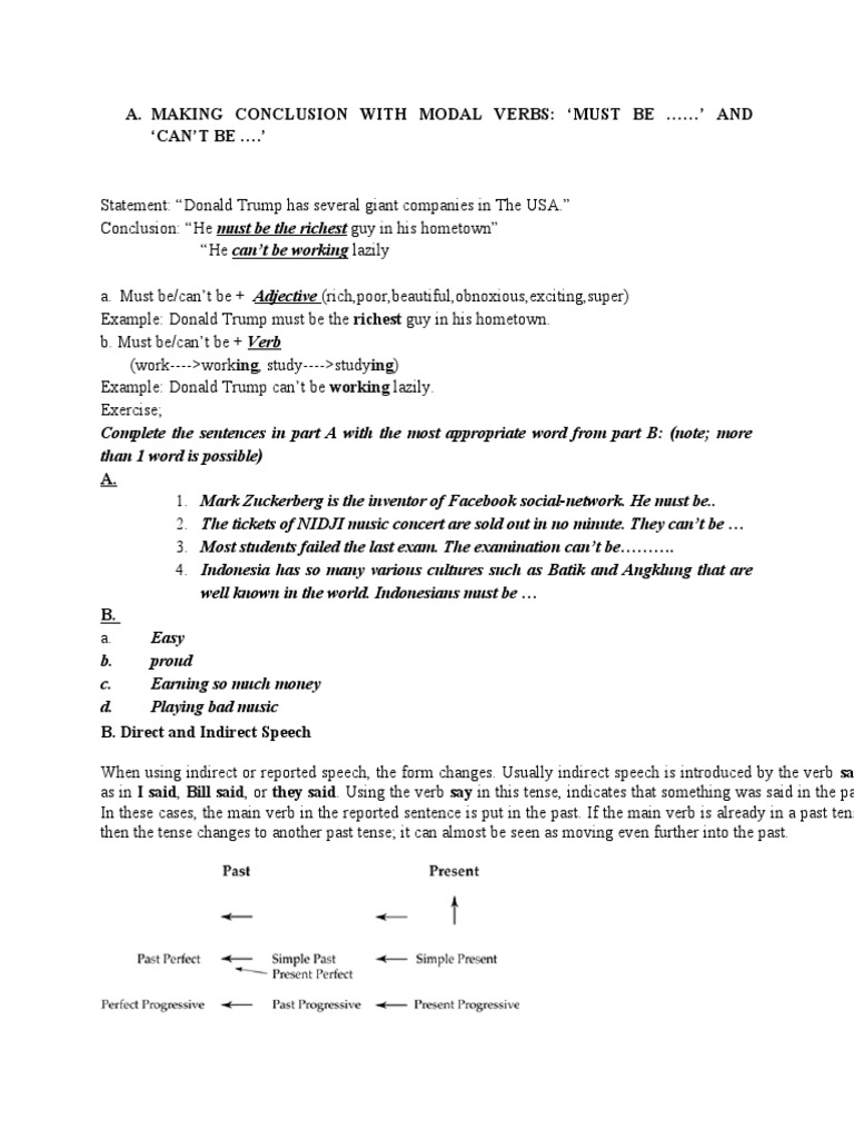 A. Making Conclusion With Modal Verbs: Must Be ' and CAN'T BE .' | PDF ...